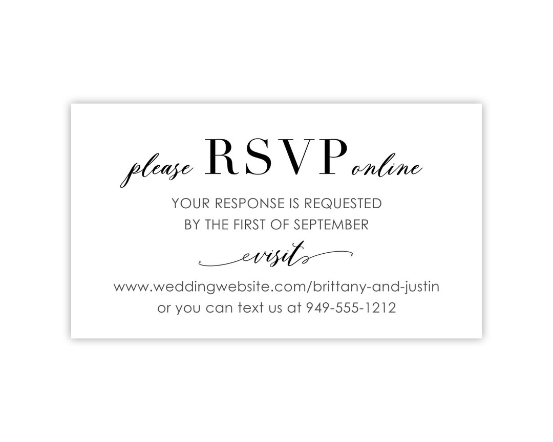 Online RSVP Card Wedding Invitation Inserts Online Response Cards W 