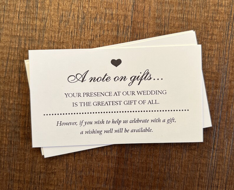 A Note on Gifts Wedding Invitation Enclosure Cards / Wishing - Etsy