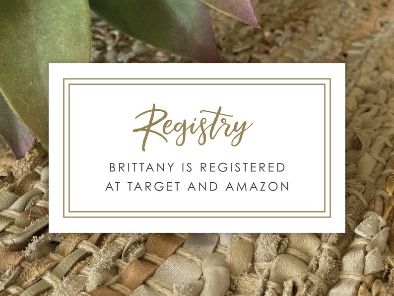 Personalized Registry Card | Bridal Shower, Baby Shower, Quinceañera ...