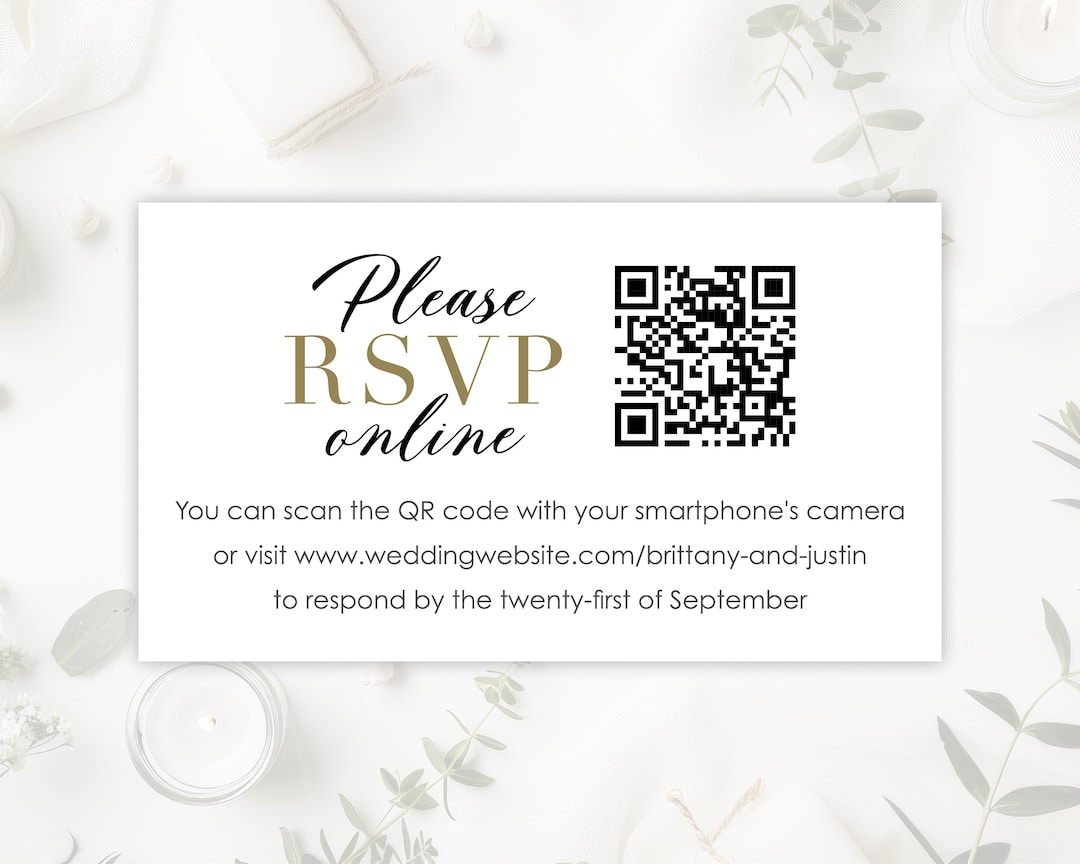 Online RSVP Cards With QR Code for Wedding Website / Wedding Invitation ...