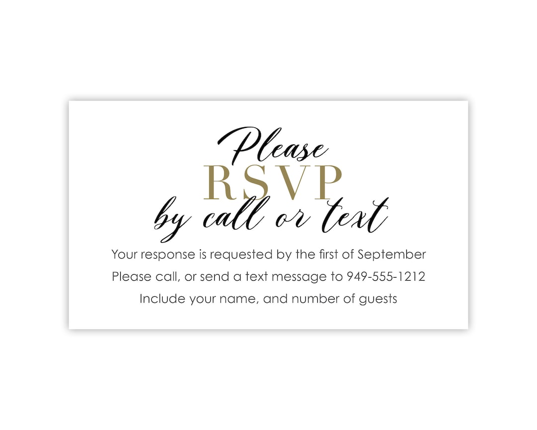 RSVP by Call or Text Message / Printed RSVP Cards / Reply Cards for ...