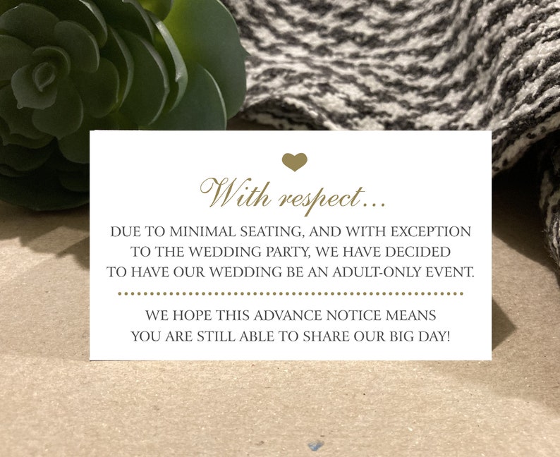 Printable Adults Only Wedding Invitation Insert Card / No Kids | Etsy