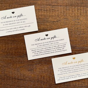 A Note on Wedding Gifts Card | Printed Wishing Well Insert | Wedding ...