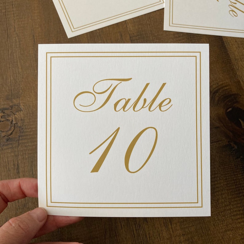Gold Table Numbers With Border / Formal Wedding Table Number - Etsy