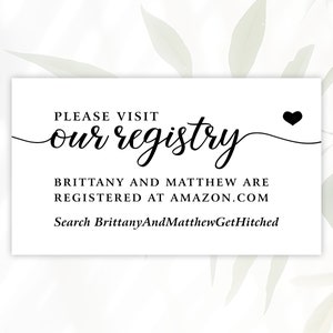 Please Visit Our Registry Cards, Wedding Gift Registry Invitation Insert Cards With Wedding ...
