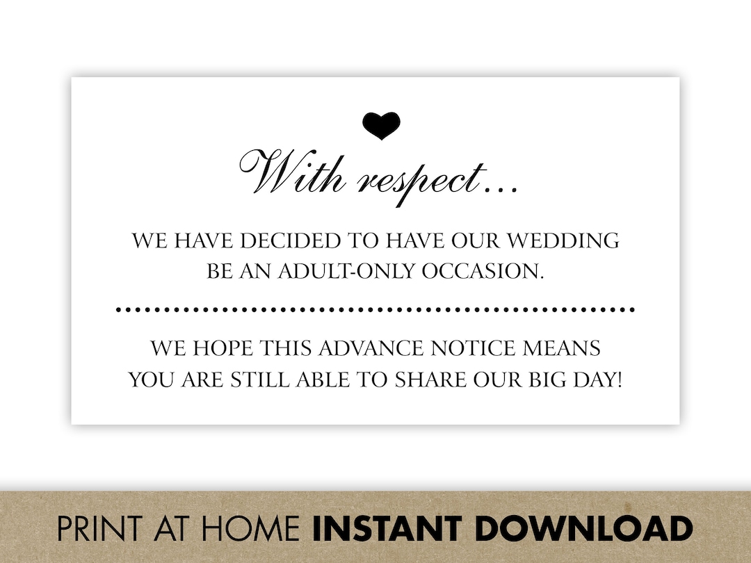 Printable Adult Only Wedding Invitation Enclosure Cards or - Etsy