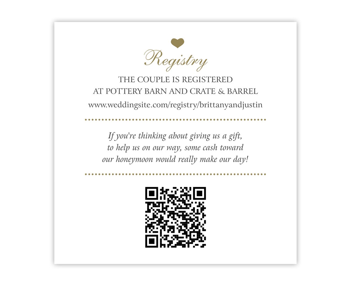 Printed Registry Cards With QR Code for Wedding Gift Registry - Etsy