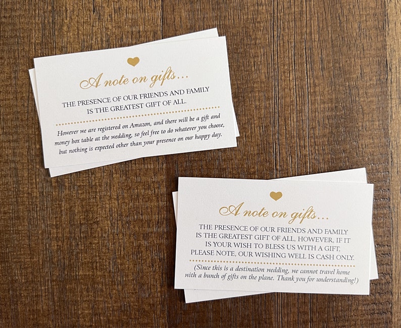 A Note on Gifts Wedding Invitation Enclosure Cards / Wishing - Etsy