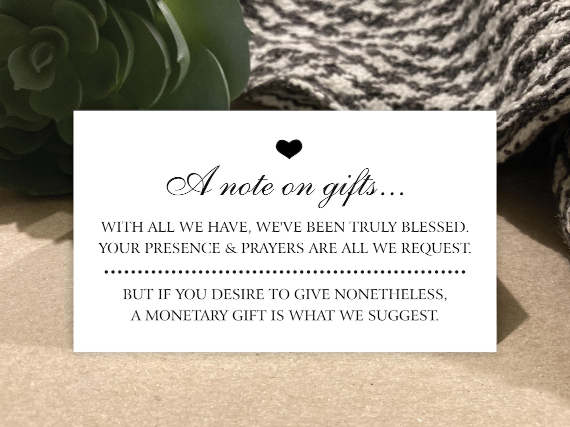 Monetary Gift Request Cards | Ask for Cash Gifts Instead of Presents ...