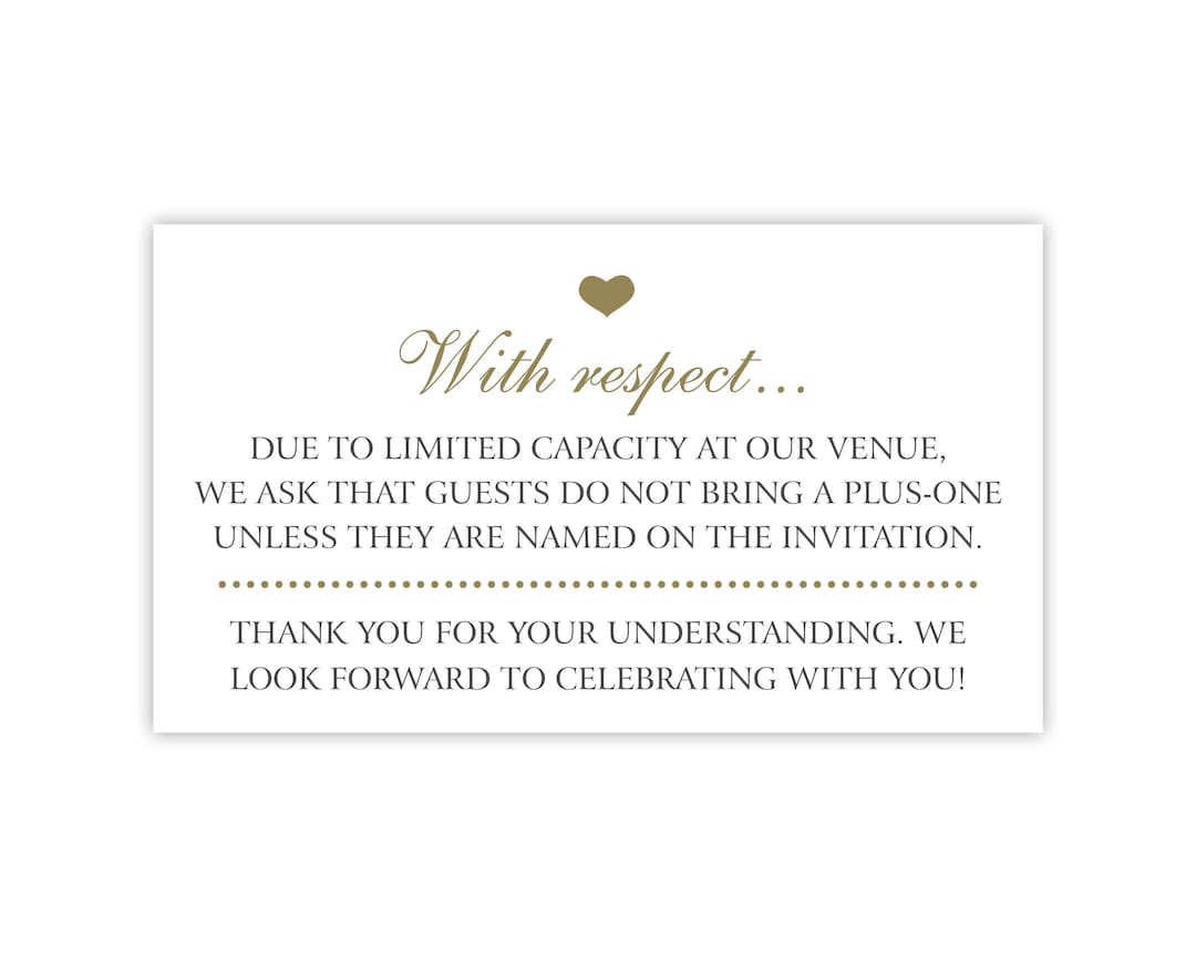 No Plus Ones at Wedding Invitation Insert Card | No Plus Ones Allowed ...