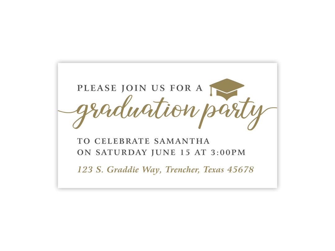 Graduation Party Invitation | Enclosure Cards | Inserts for 2026 Grad Announcements (black, Gold ...