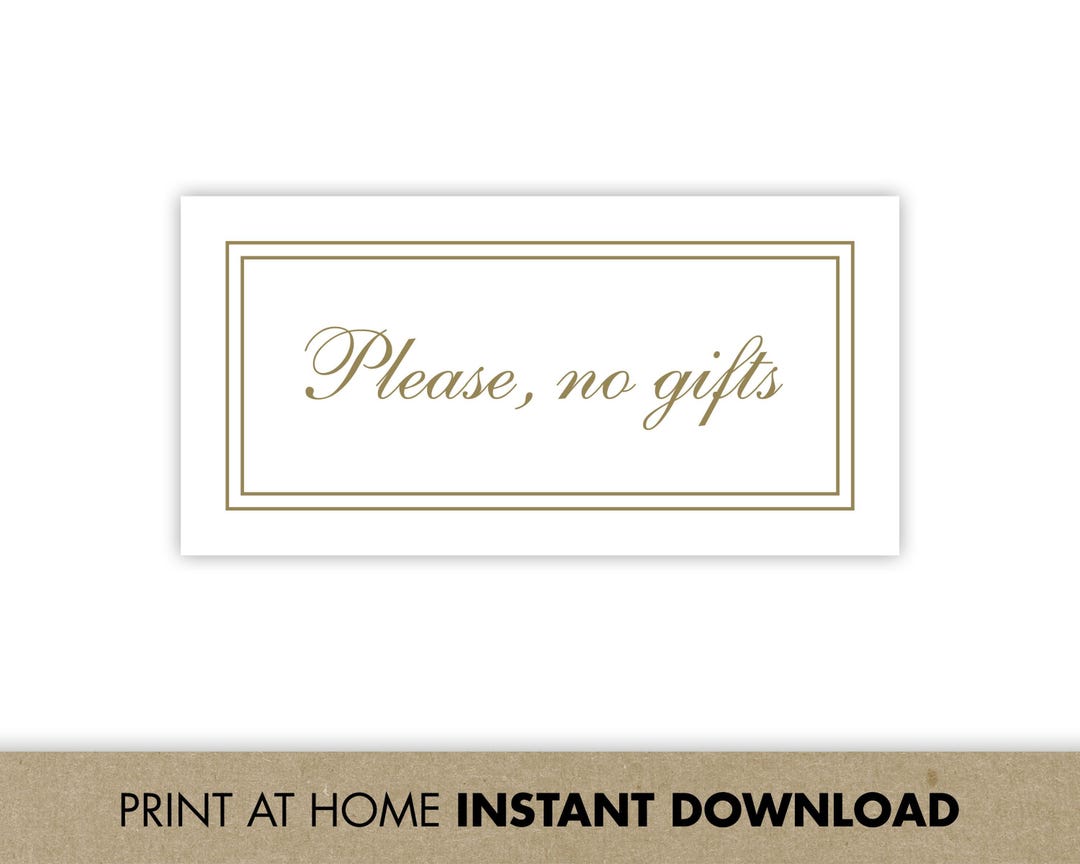 Please No Gifts Invitation Insert Card (PDF) | Do Not Bring A Gift to ...