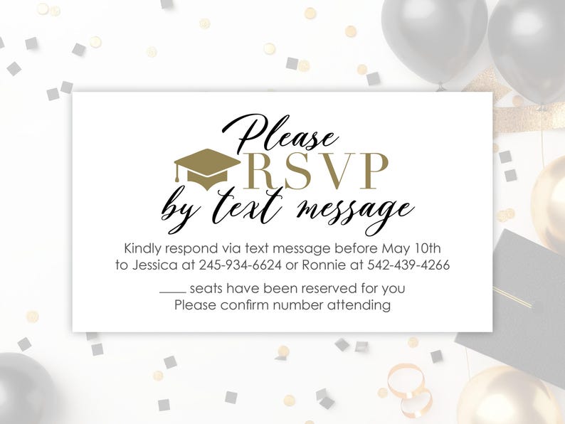 Graduation RSVP Cards | Response Cards for Grad Party | Reply by Text ...