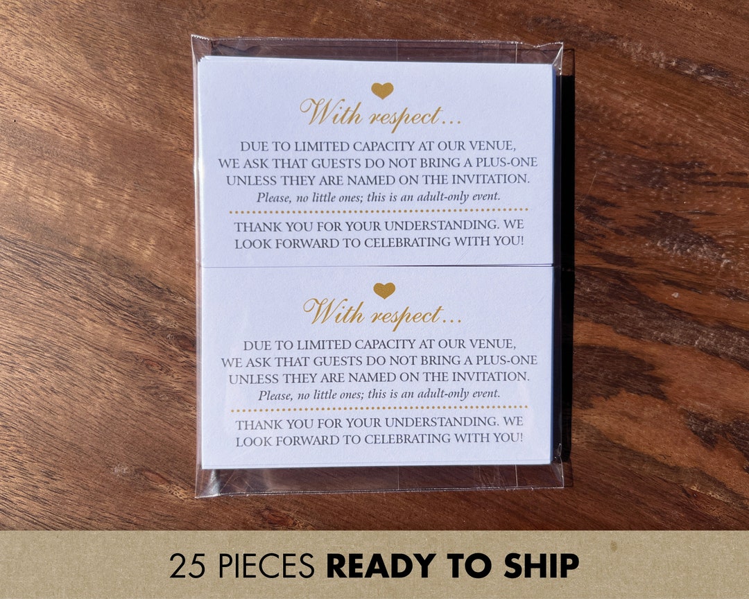 No Plus Ones / No Kids / No Children Allowed at Wedding Invitation ...