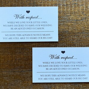 No Kids / No Children Allowed at Wedding Invitation Insert / - Etsy