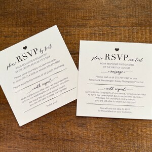 RSVP by Text Cards | Square Wedding Reply, No Envelope | Please No Kids ...