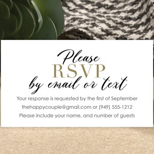 RSVP by Text or RSVP by Email Cards / Printed RSVP Cards / Reply Cards ...