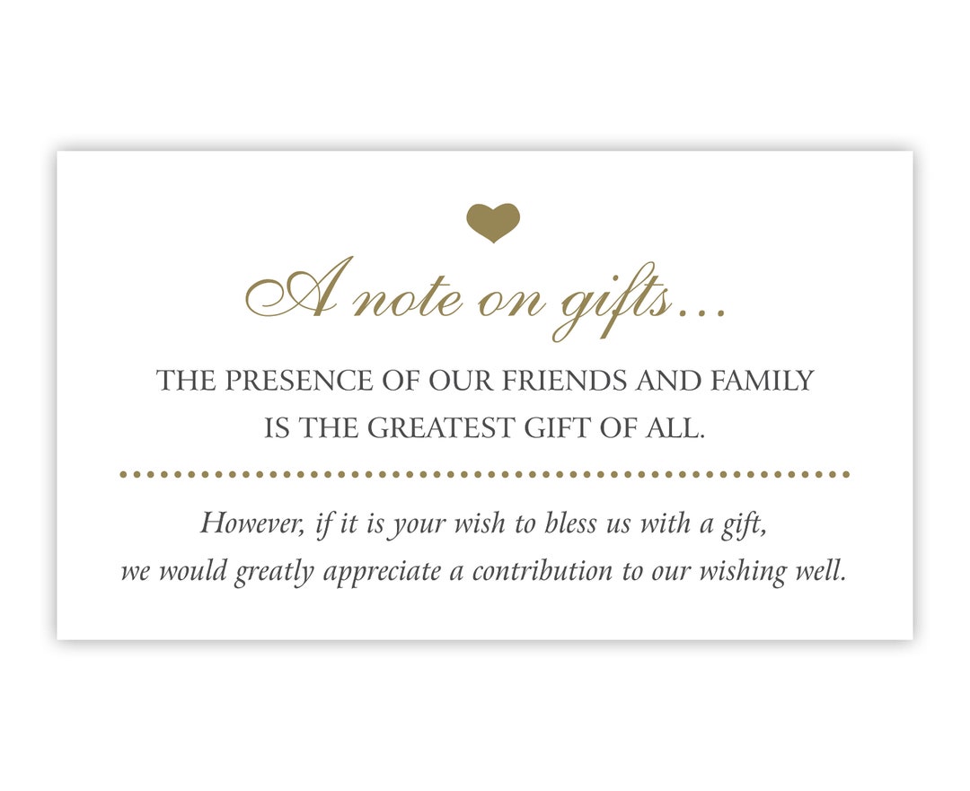A Note on Gifts Wedding Invitation Enclosure Cards / Wishing - Etsy