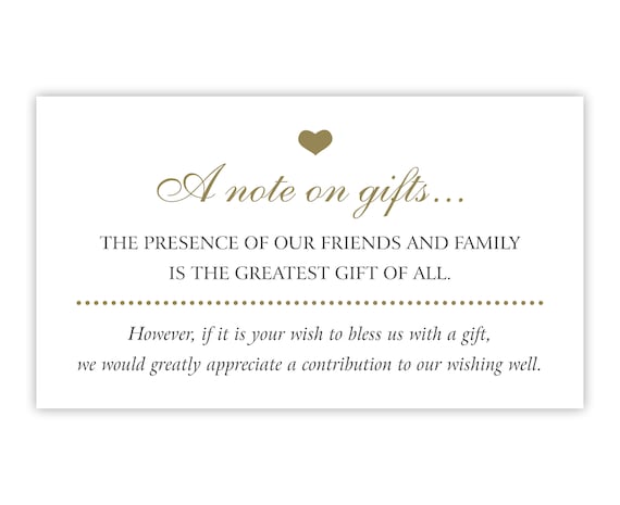 A Note on Gifts Wedding Invitation Enclosure Cards / Wishing - Etsy