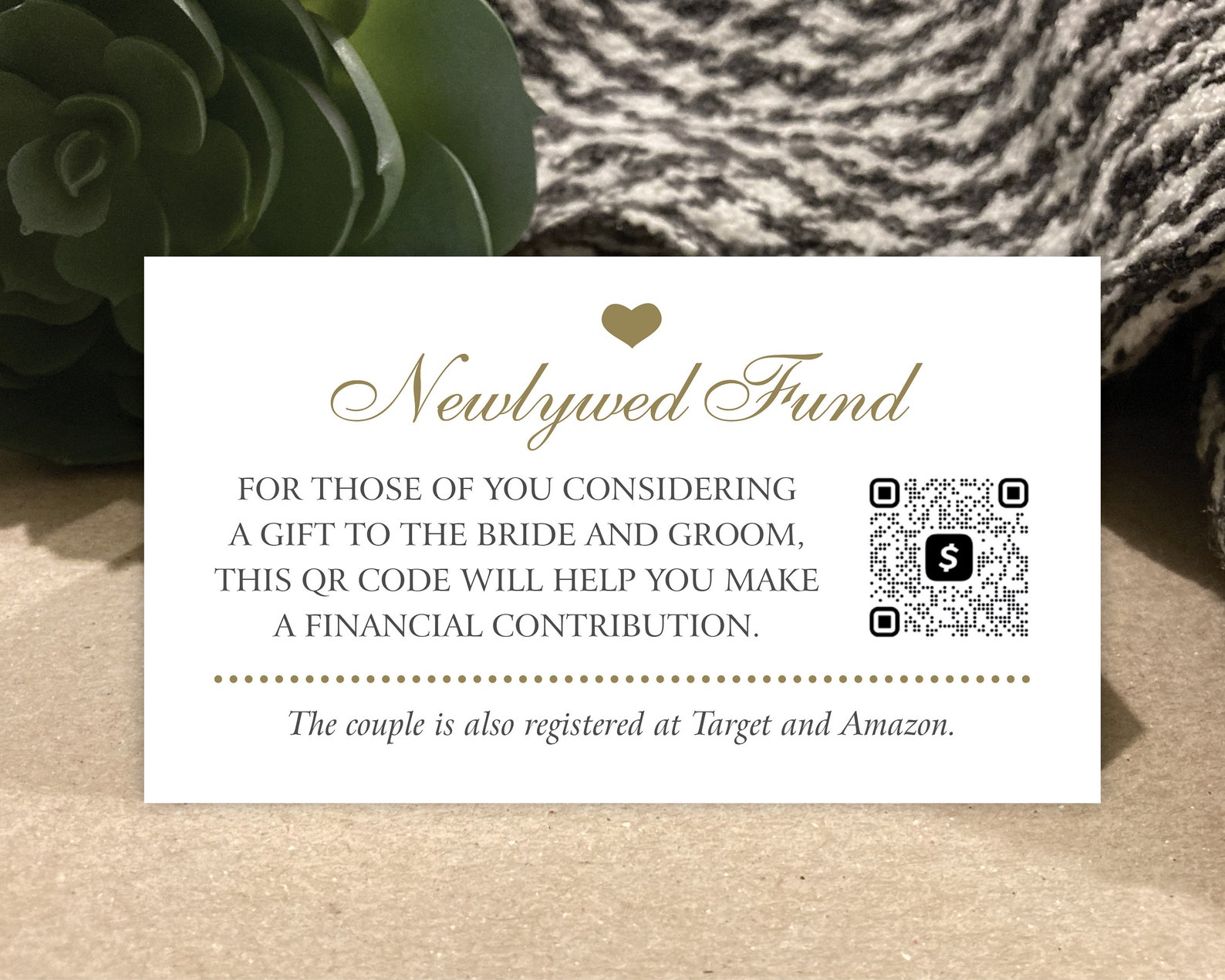 Newlywed Fund Card W/ Venmo QR Code for Monetary Wedding Gifts, New ...