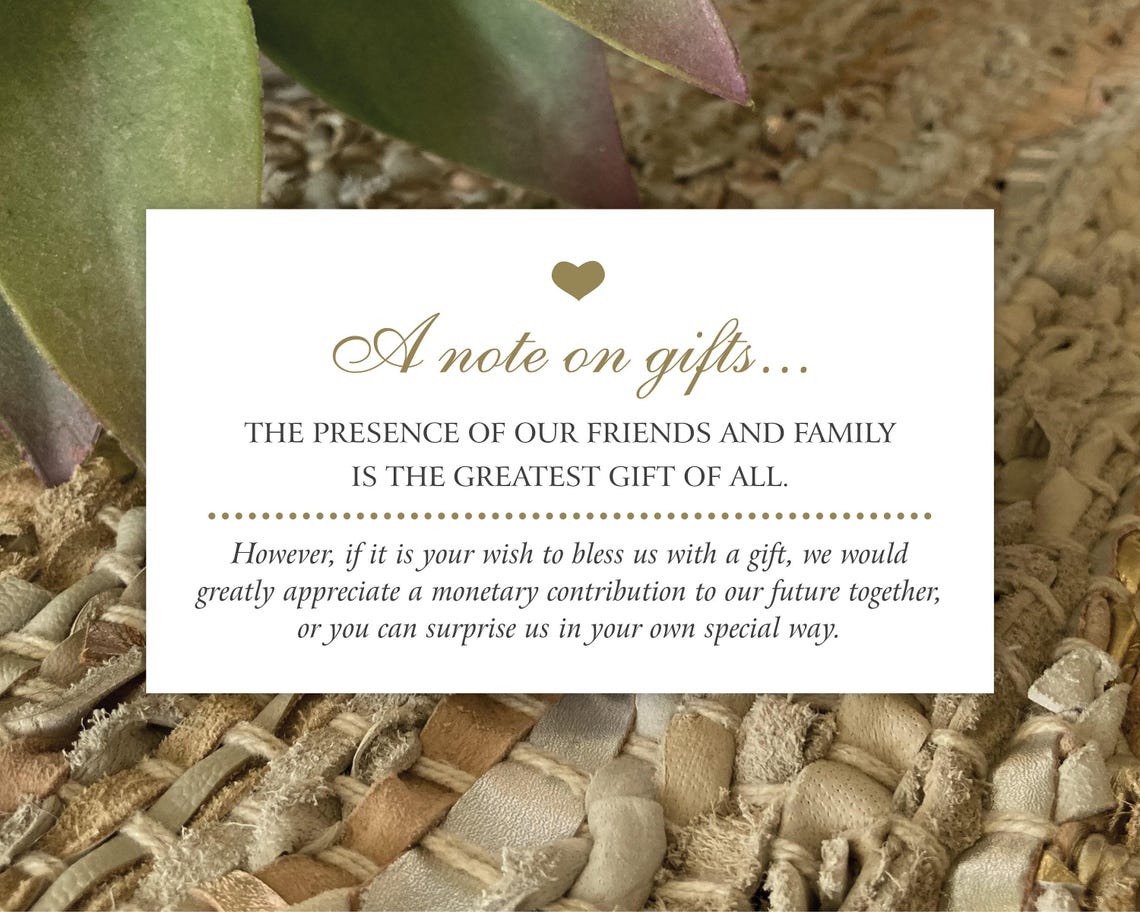 Monetary Wedding Gift Request Card | Cash, Money, Financial Gift ...