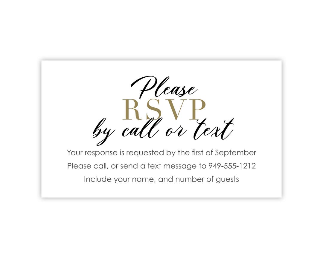 Call or Text RSVP Cards | Personalized Reply Cards | Informal Events ...
