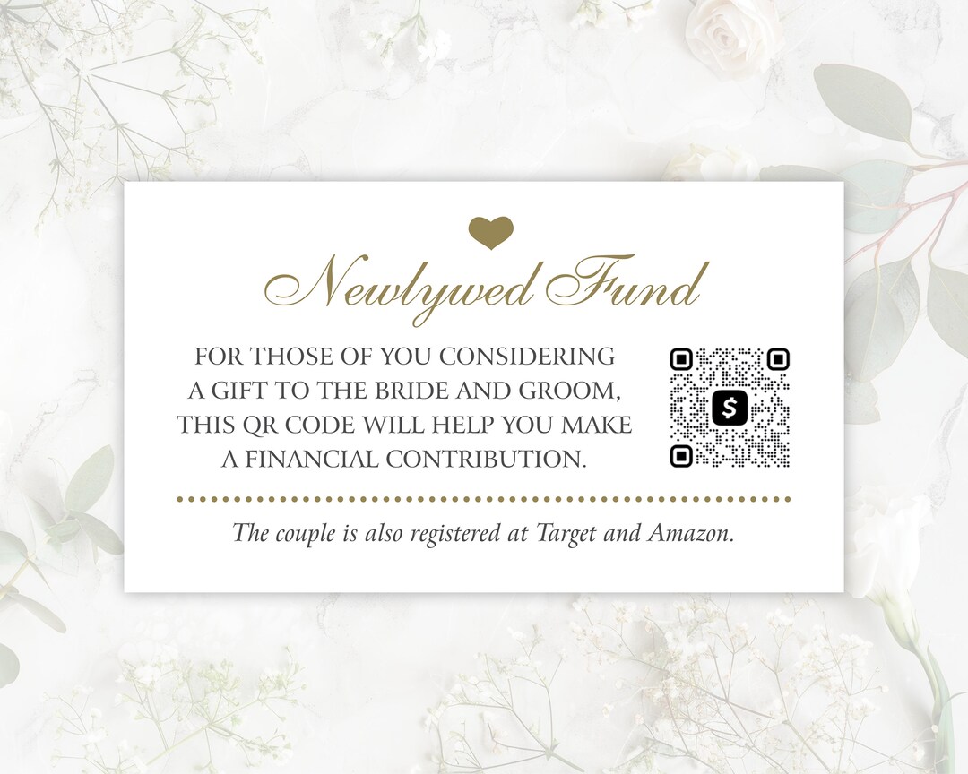 Newlywed Fund Card W/ Venmo QR Code for Monetary Wedding Gifts, New ...