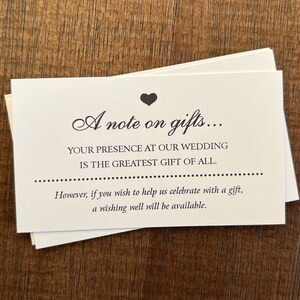 A Note on Gifts Card W/ Request for Honeymoon Fund Cash / - Etsy