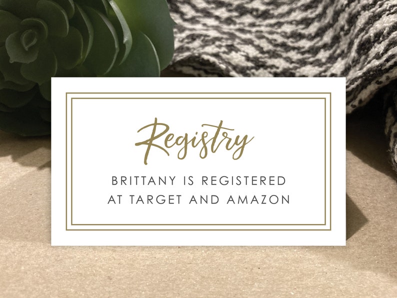 Personalized Registry Card | Bridal Shower, Baby Shower, Quinceañera ...