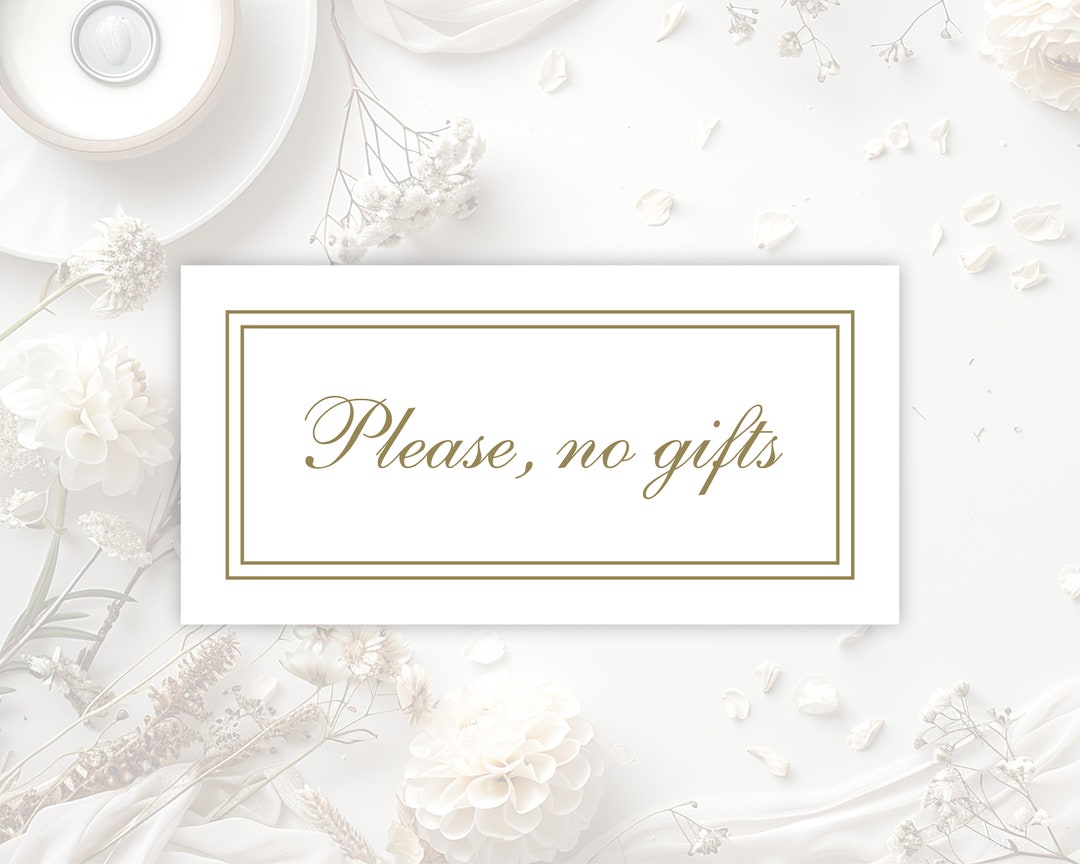 Please No Gifts Card, Printed Invitation Insert / Enclosure Card, No ...