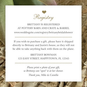 Display Shower Registry Card for Bridal Shower or Baby Shower | Gift ...