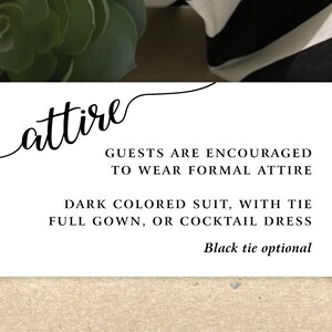 Wedding Attire Card, Wedding Dress Code Card, What to Wear to Wedding ...
