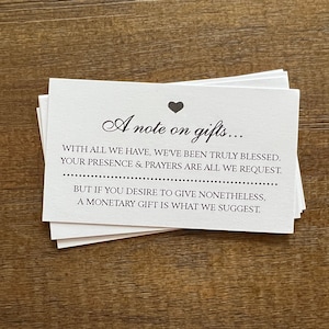 Request for Cash Money Instead of Gifts at Wedding, Monetary Gifts Card ...