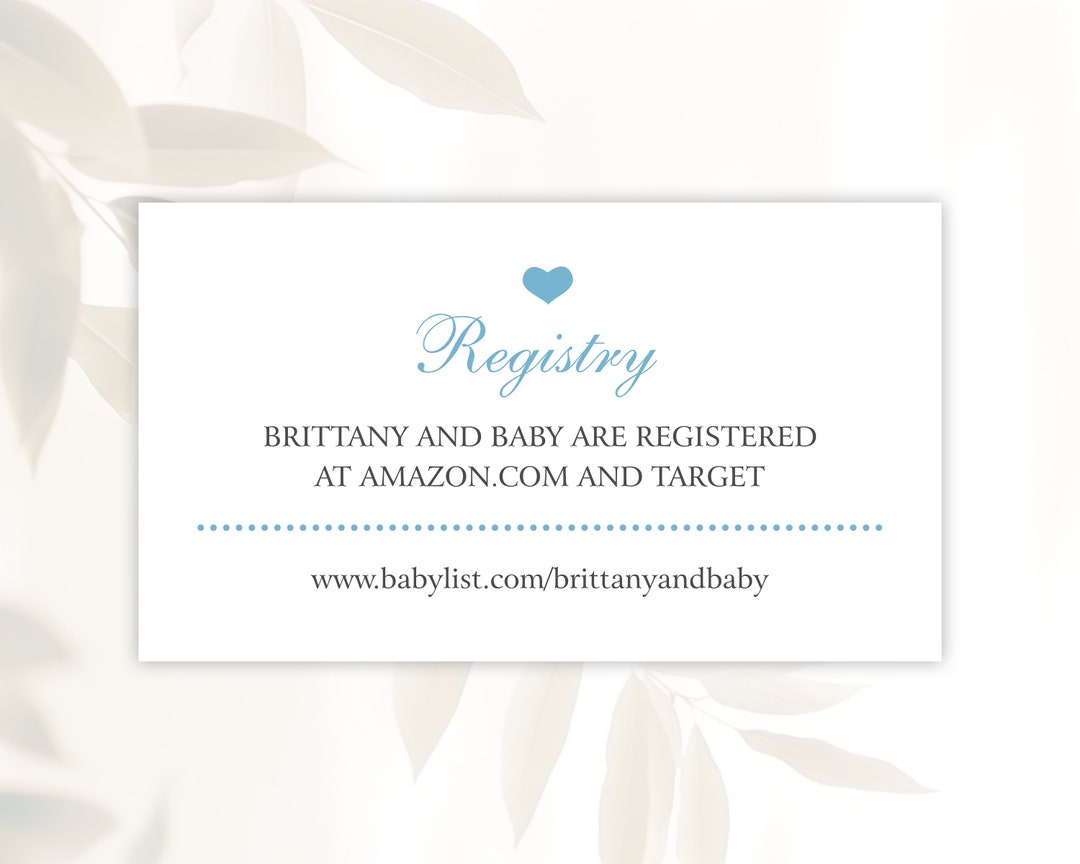 Boy's Baby Shower Gift Registry Cards / Classic Baby Shower Invitation ...