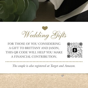 Wedding Gift Registry Card With Venmo QR Code | Cash Gifts, Monetary ...