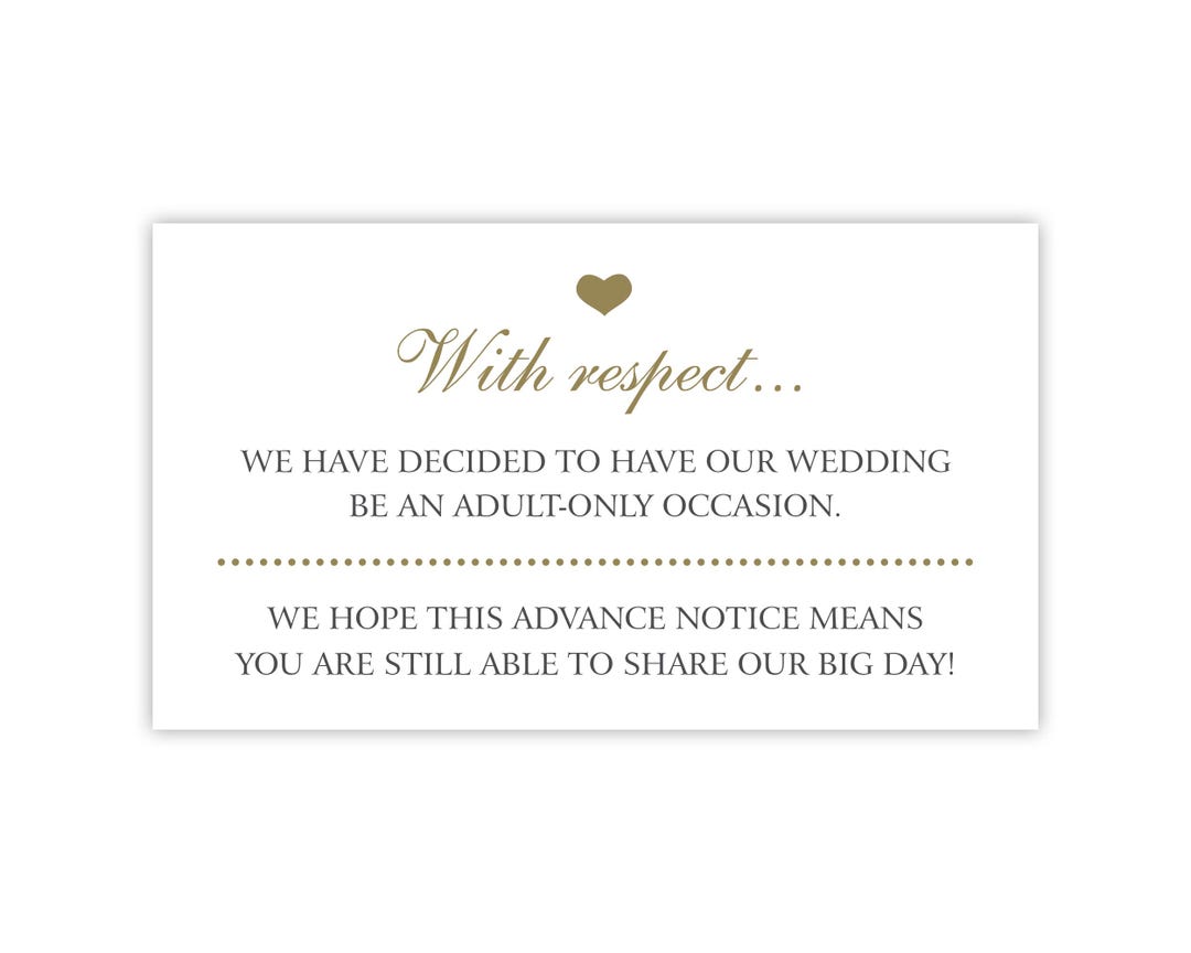 No Kids Wedding Cards | Adult Only Wedding Invitation Insert | No ...