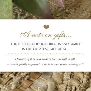 A Note on Gifts Wedding Invitation Enclosure Cards / Wishing Well ...