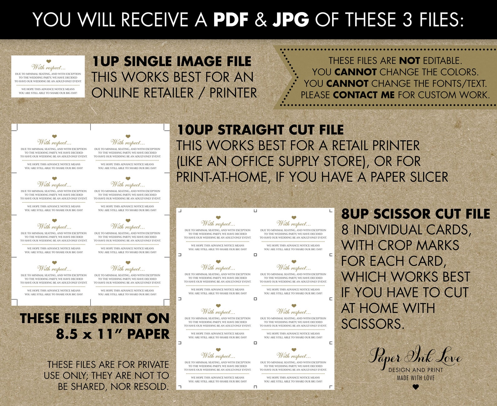 Printable Adults Only Wedding Invitation Insert Card / No Kids | Etsy