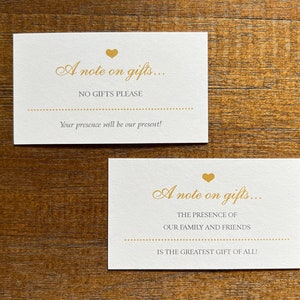 No Gifts Please | A Note on Gifts Card | Invitation Insert / Enclosure ...