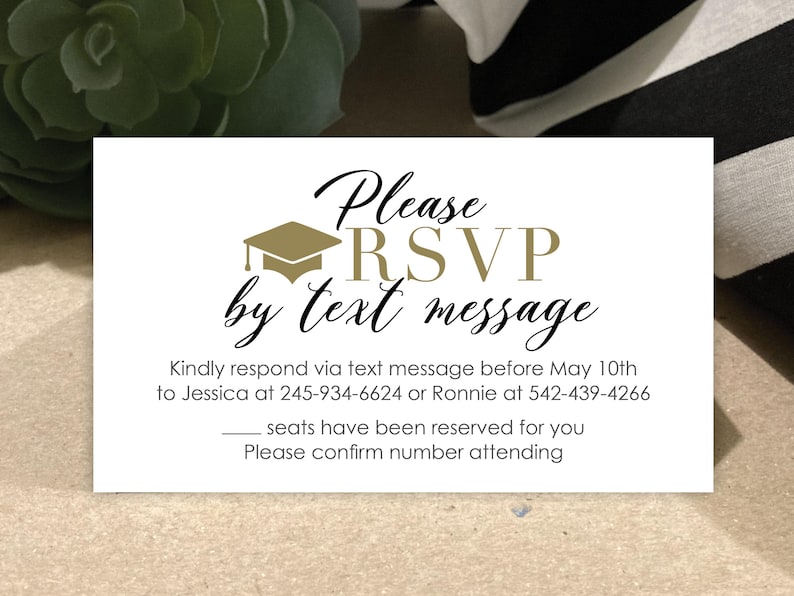 Graduation RSVP Cards | Response Cards for Grad Party | Reply by Text ...