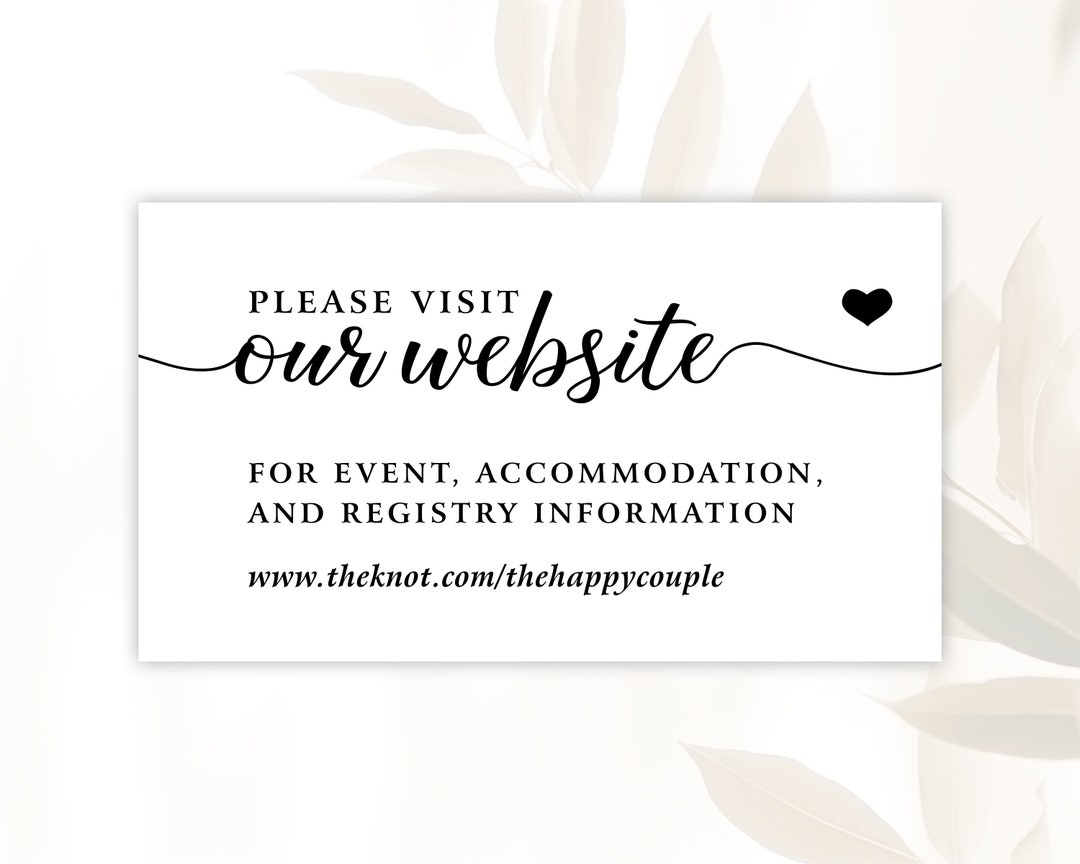 Visit Our Wedding Website Cards / Printed Wedding Invitation Enclosure ...