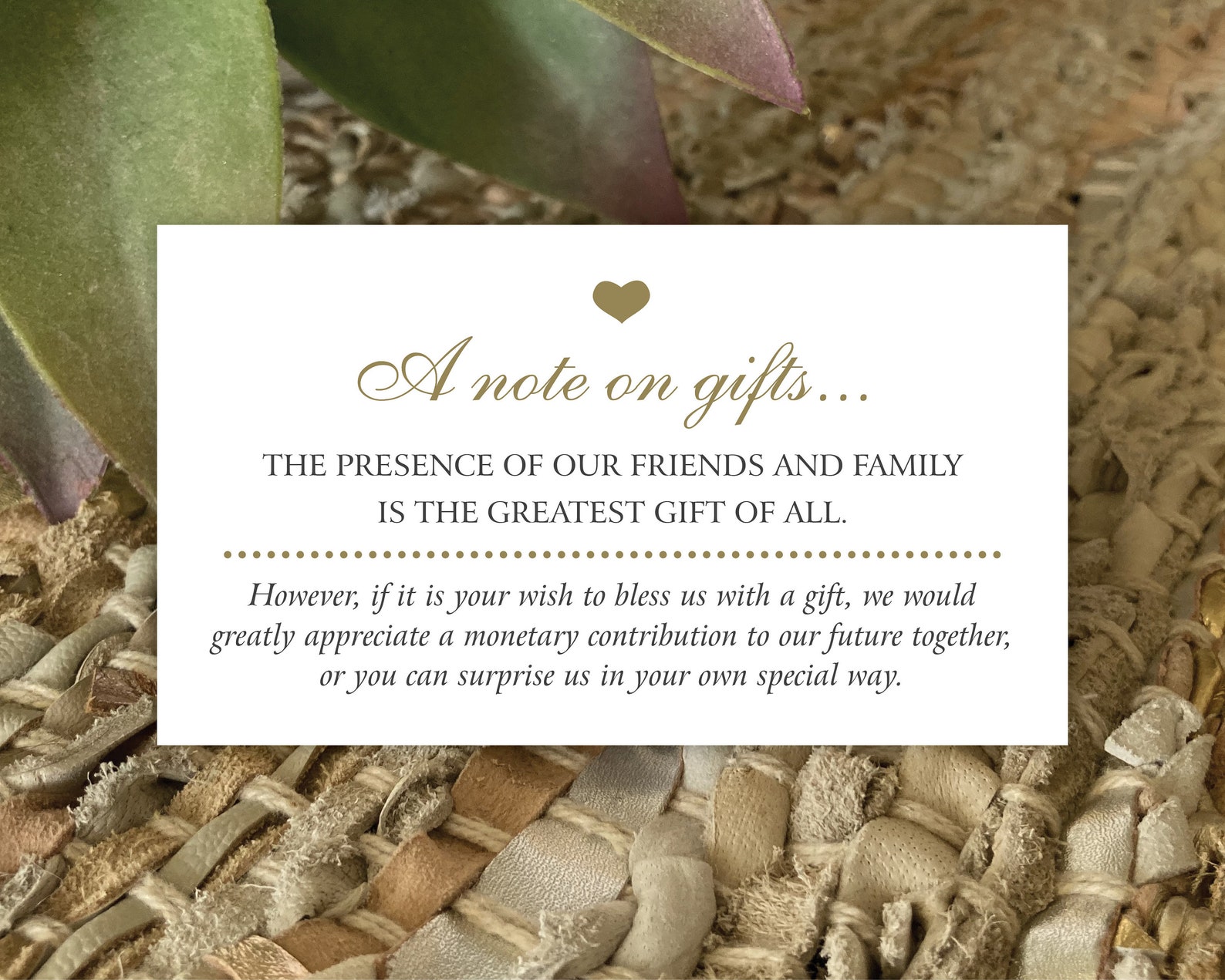 Request for Cash Money Instead of Gifts at Wedding, Monetary Gifts Card ...