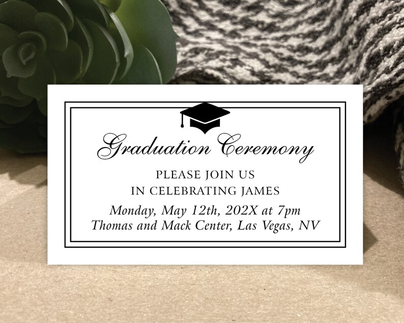 Graduation Ceremony Invitation Insert Card for Graduation Announcements ...