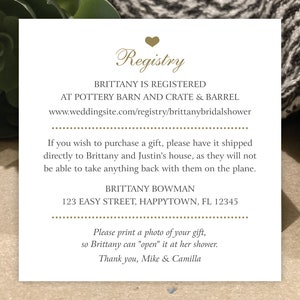 Display Shower Registry Card for Bridal Shower or Baby Shower | Gift ...