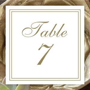 Gold Table Numbers With Border, Formal Wedding Table Number Cards ...