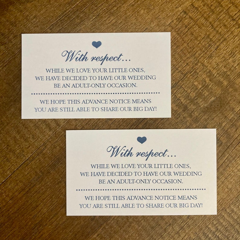 No Kids / No Children Allowed at Wedding Invitation Insert / - Etsy