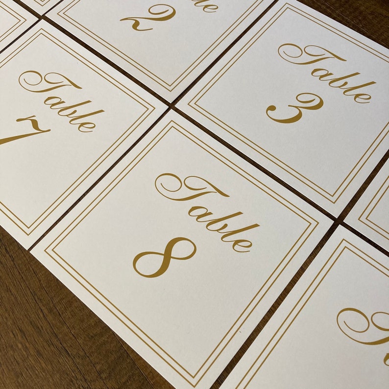 Gold Table Numbers With Border / Formal Wedding Table Number - Etsy