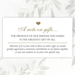 Request for Cash Money Instead of Gifts at Wedding, Monetary Gifts Card ...