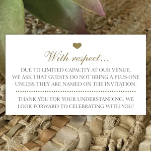 No Plus Ones at Wedding Invitation Insert Card | No Plus Ones Allowed ...
