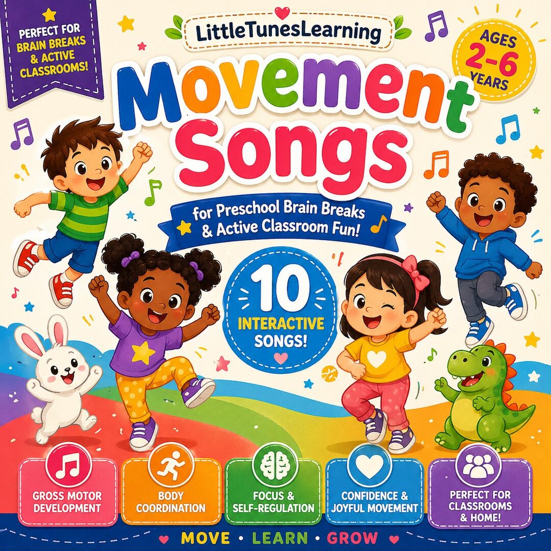 Preschool Movement Songs Bundle | Brain Break Music for Kids | Freeze ...